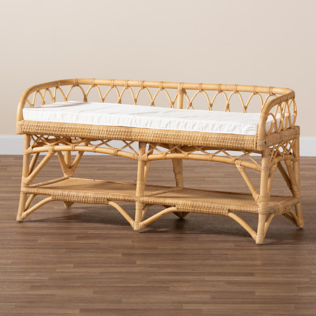 Jorn Natural Brown Rattan Bench - Tropical - Accent And Storage Benches ...