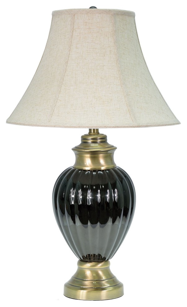 40011, 29" High Traditional Ceramic Table Lamp, Black With Antique ...