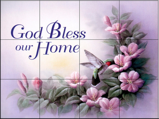 Tile Mural, God Bless by T.C. Chiu, 17" x 12.75" (12 Tiles ...