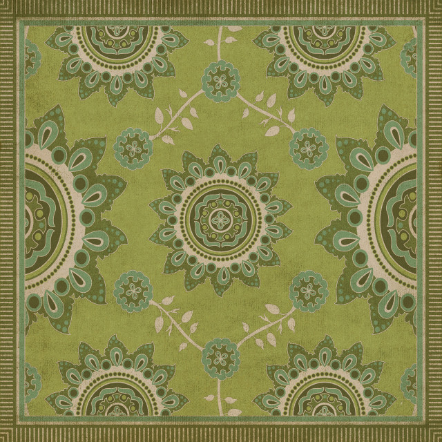 Pattern 44 Sashiko 72x72 Vintage Vinyl Floorcloth - Contemporary - Area ...