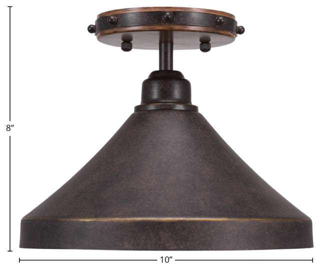 Blacksmith 1-Light Semi-Flush, Dark Granite Cone Metal Shade ...
