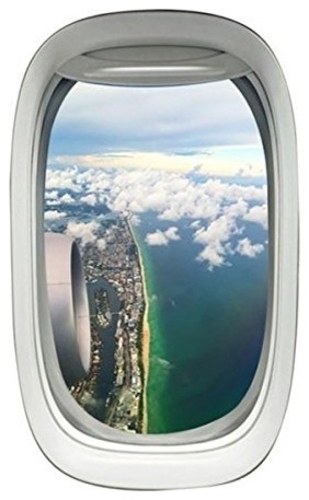 Commercial Airplane Window Decal Beach Coastline Scene Aviation Decor ...