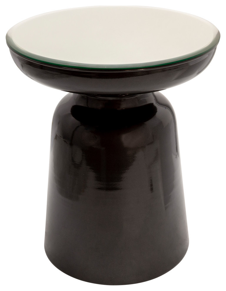 Metal Side Table With Mirror Top, Gunmetal, 16x16x19" - Contemporary ...