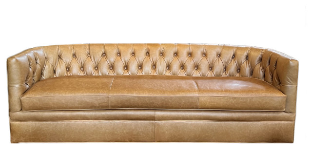 Retro Tufted Caramel Leather Sofa - Contemporary - Sofas - by Design Mix Furniture | Houzz