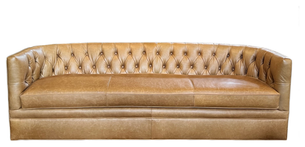 Retro Tufted Caramel Leather Sofa - Contemporary - Sofas - by Design ...