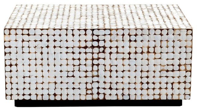 East at Main Daytona Brown Coconut Shell Inlay Rectangle Coffee Table ...