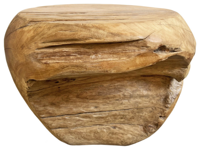 Raw Teak Root Ball Stool 4 - Rustic - Accent And Garden Stools - by ...