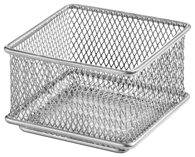 Silver Mesh Drawer Office Desktop Organizer Basket - Desk Accessories ...