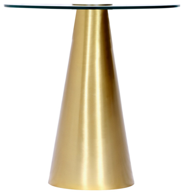 Glassimo Glass Top End Table, Brushed Gold Finish - Contemporary - Side ...