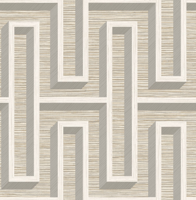 Henley Taupe Geometric Grasscloth Wallpaper, Swatch - Contemporary ...