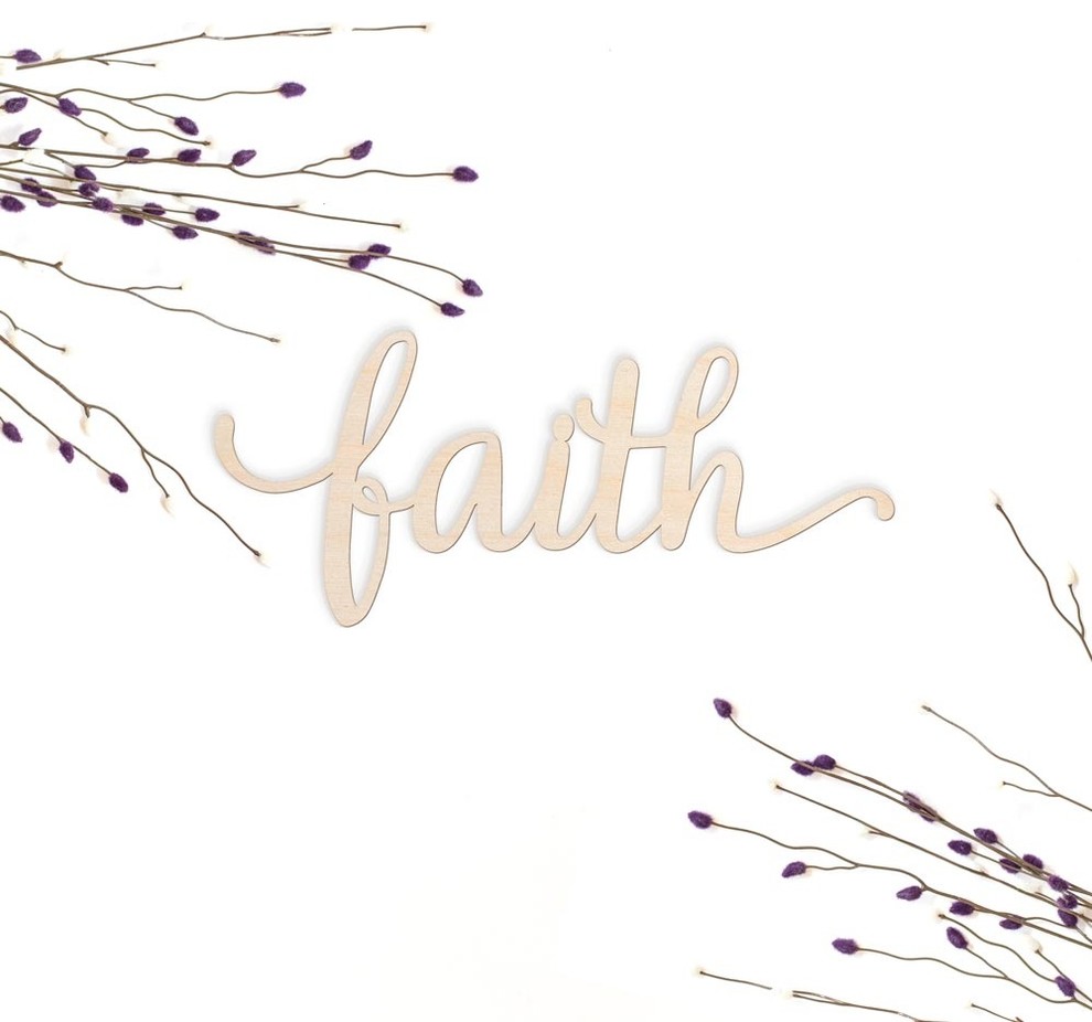 Faith Script Wood Cut Sign, 24"x11" - Contemporary - Novelty Signs - by ...