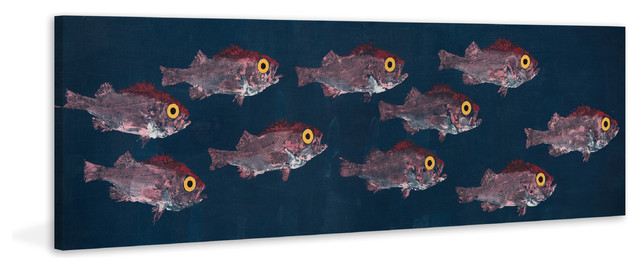 "Splitnose Rockfish" Painting Print on Wrapped Canvas, 30"x10" - Beach ...