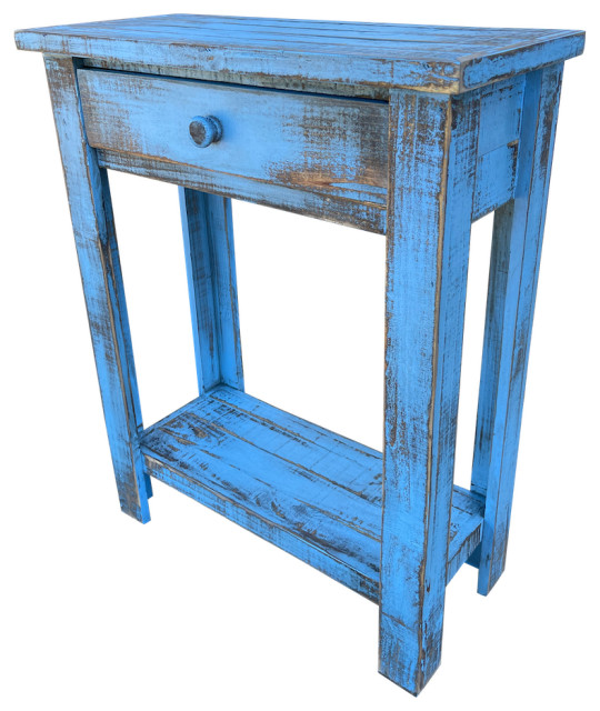 Small Accent Table With Drawer, Blue - Farmhouse - Side Tables And End ...