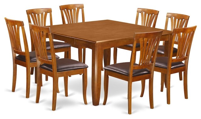 9-Piece Dining Room Set, Table and 8 Wooden Chairs - Contemporary ...