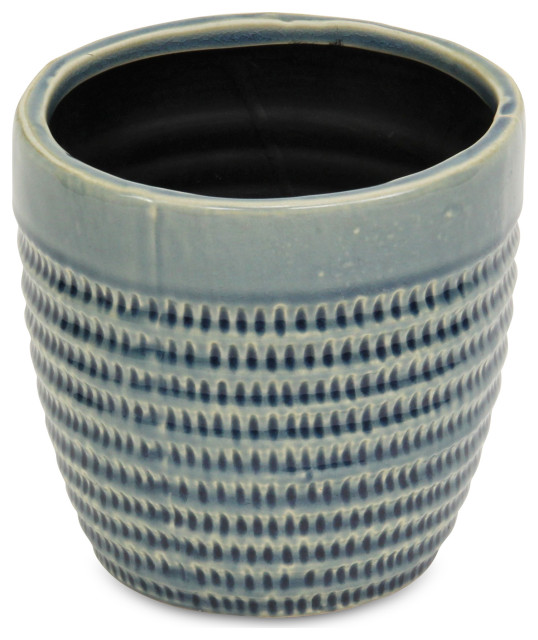 Blue Ceramic Pot - Large and Tapered - Contemporary - Outdoor Pots And ...