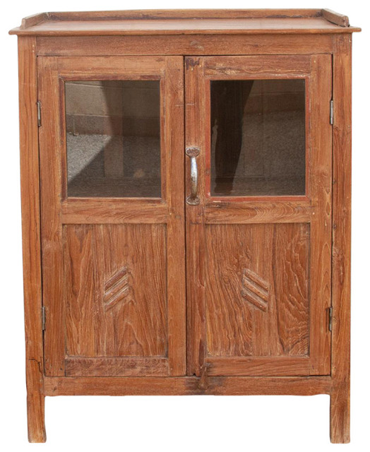 Vintage Teak Glass Kitchen Cabinet - Rustic - Accent Chests And ...