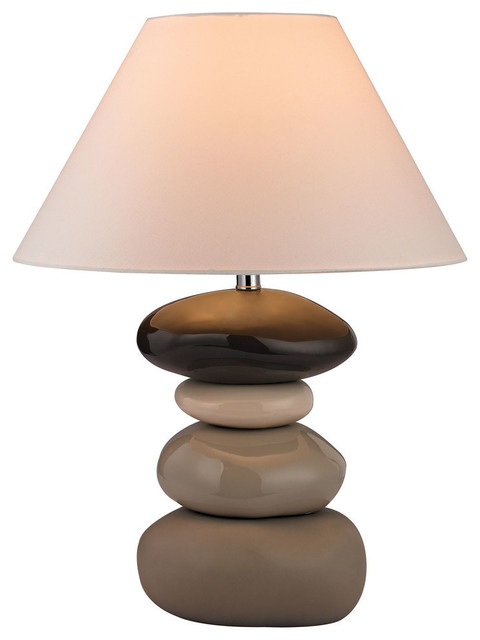 1-Light Stacked Stone Table Lamp Chocolate/Cream Glaze Laura Cream L ...