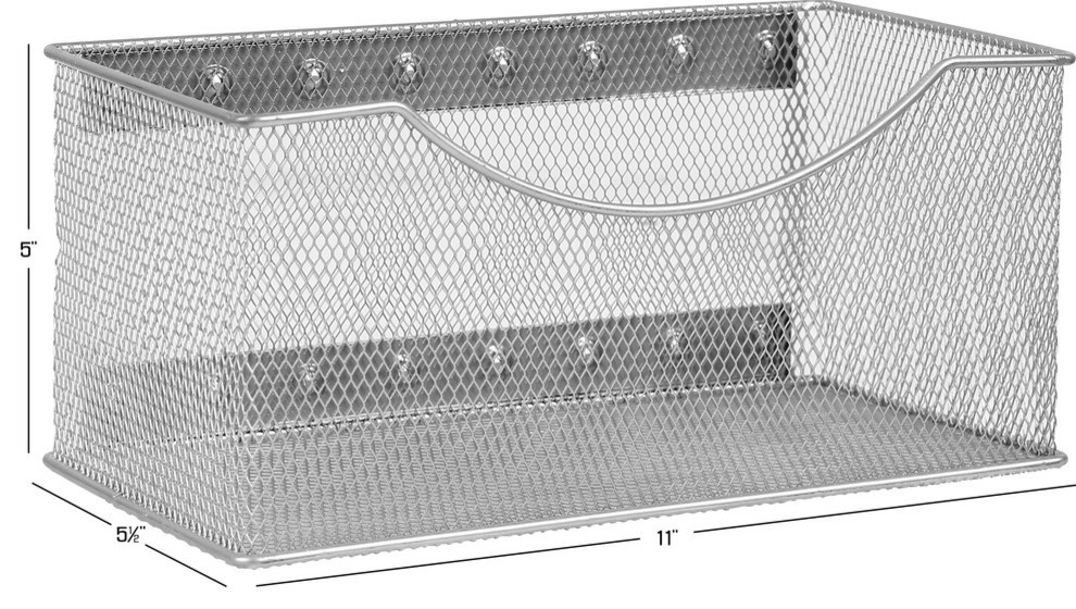 Ybm Home Wire Mesh Magnetic Basket, Silver 11"x5.5"x5" - Contemporary ...