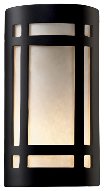 Ambiance Large Craftsman, Open Top/Bottom Sconce, Black/White ...