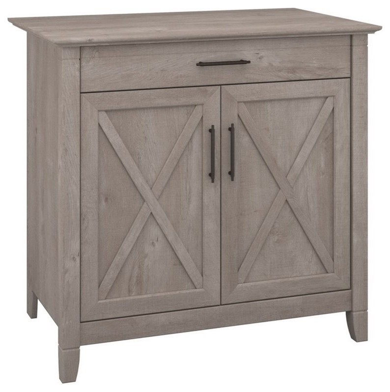 Key West Secretary Desk with Keyboard Tray and Storage Cabinet in Gray ...