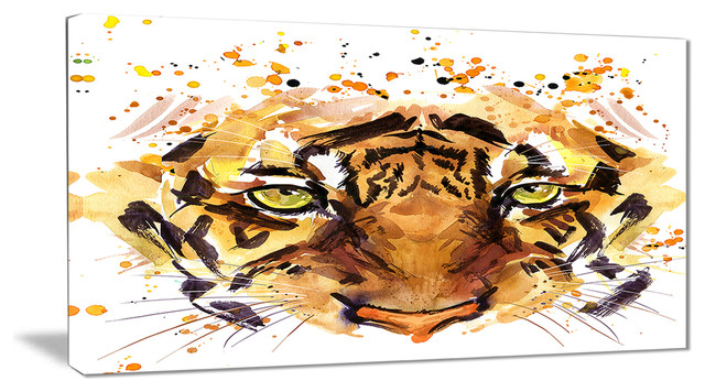 "Eyes With Fire" Animal Canvas Artwork, 32"x16" - Modern - Prints And ...