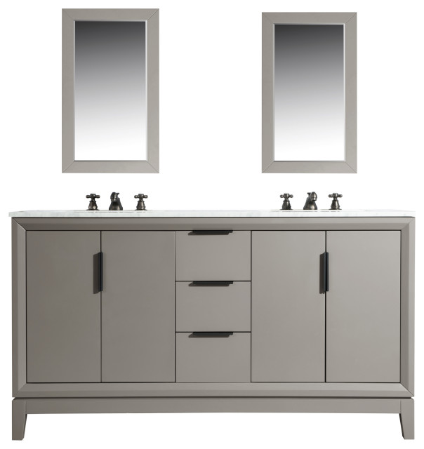Elizabeth 60" Double Sink Carrara White Marble Vanity - Transitional ...