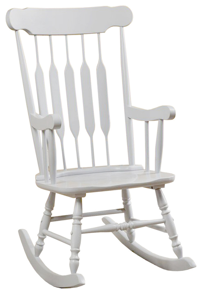 Benzara Classic Cottage Style Wooden Rocking Chair with Lath Back ...