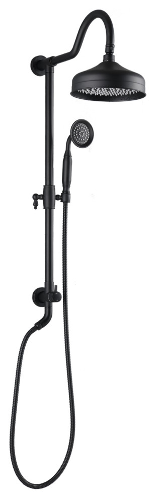 Antique Brass Exposed Pipe Shower With Handheld Shower Contemporary