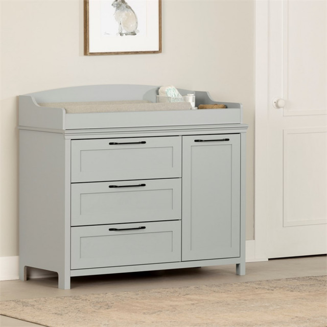 Pemberly Row Modern Changing Table with Station Wide Soft Gray ...