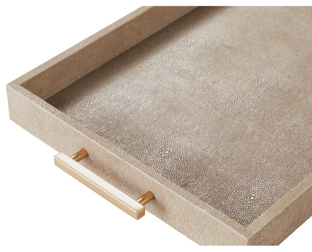Cream Rectangular Tray with Metallic Handles | Andrew Martin Porto ...