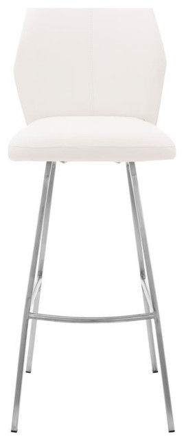 Tandy White Faux Leather and Brushed Stainless Steel 26 Counter Stool ...