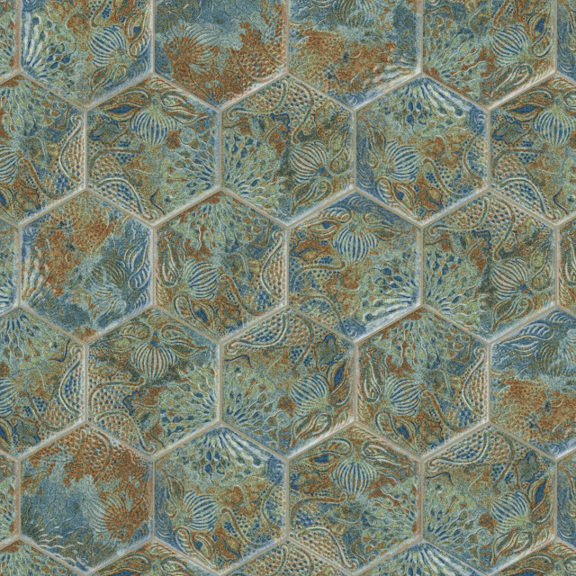Gaudi React Hex Ocean Porcelain Floor and Wall Tile - Contemporary ...