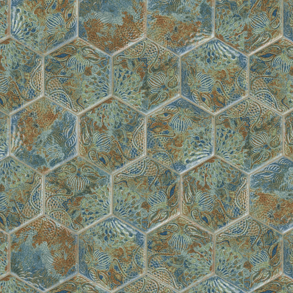 Gaudi React Hex Ocean Porcelain Floor and Wall Tile - Contemporary ...