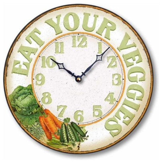 Vintage-Style Casual Kitchen Vegetables Clock - Eclectic - Wall Clocks ...