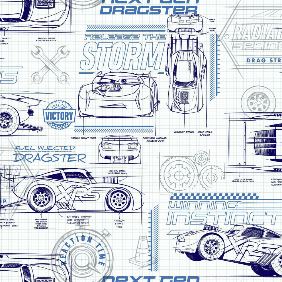 Disney and Pixar Cars Schematic Wallpaper - Contemporary - Kids Wall ...