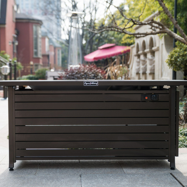 Rectangular Steel Outdoor Fire Pit Table with Control Panels ...