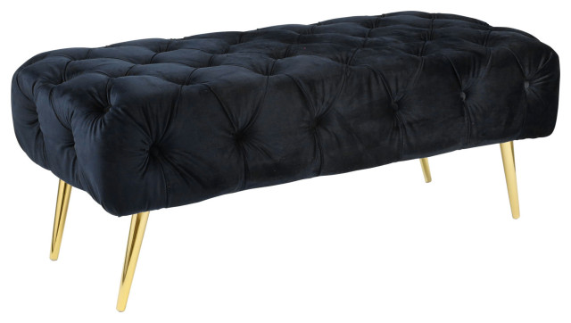Tufted 40" Bench, Black, Kd - Midcentury - Upholstered Benches - by ...