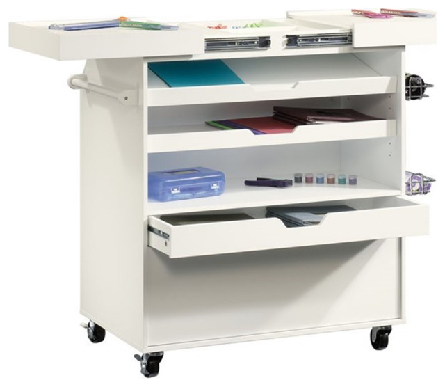 Sauder Select Craft Cart in Soft White - Transitional - Office Carts ...