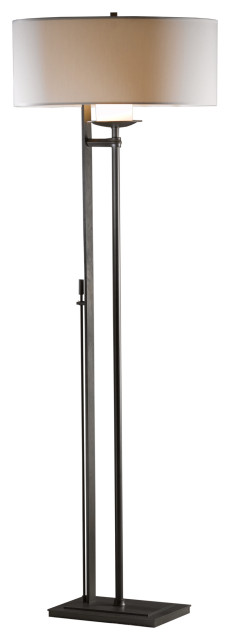 Rook Floor Lamp, Dark Smoke Finish, Natural Anna Shade - Transitional ...