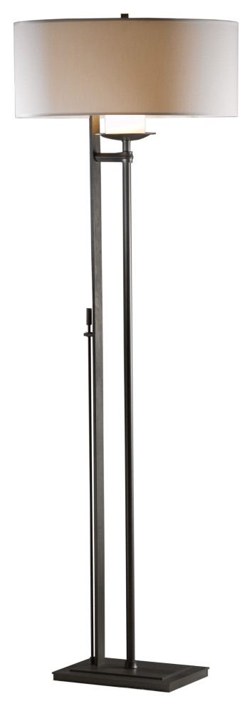 Rook Floor Lamp, Dark Smoke Finish, Natural Anna Shade - Transitional ...