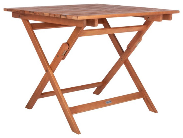 Contemporary Folding Table, Eucalyptus Wood Construction & Slatted Top ...