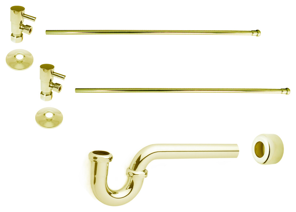 Brass P-Trap 1/4-Turn Lavatory Kit With Valves and Risers - Modern ...