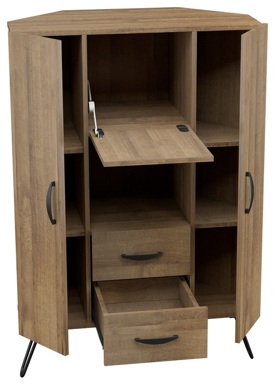 Inval Engineered Wood Mid-Century Buffet Corner Storage Cabinet in ...