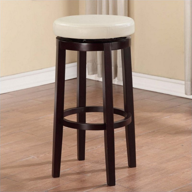Riverbay Furniture 29" Transitional Wood Swivel Bar Stool in White, 29 ...
