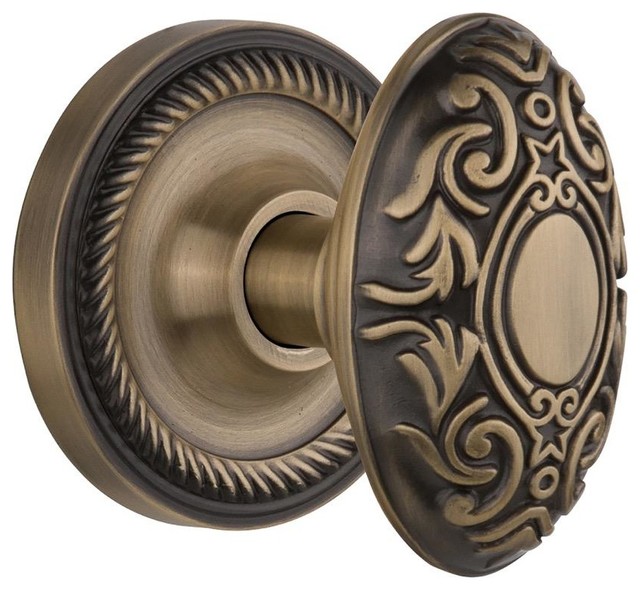 Nostalgic Double Dummy-Rope Rose-Victorian Knob-Antique Brass, NW ...
