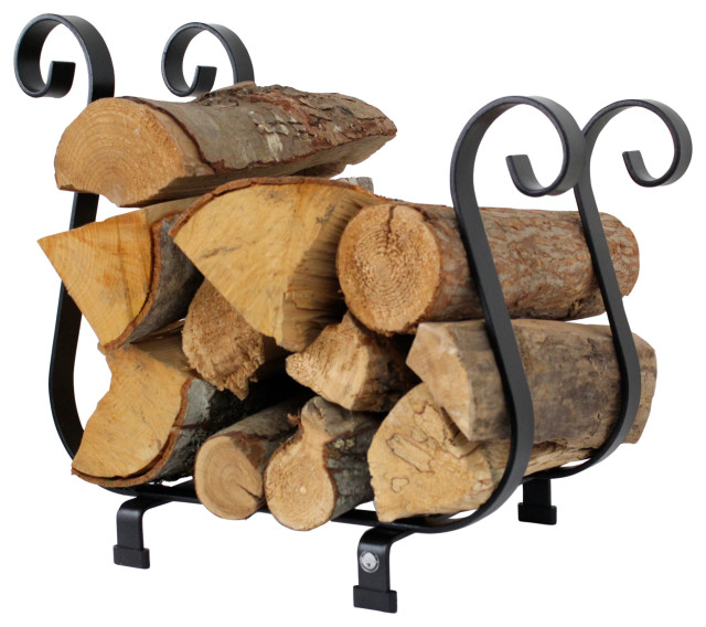 Handcrafted Sleigh Fireplace Log Rack Black - Midcentury - Firewood ...