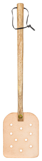 Modern Buffalo Leather Fly Swatter with Wood Handle, Natural ...