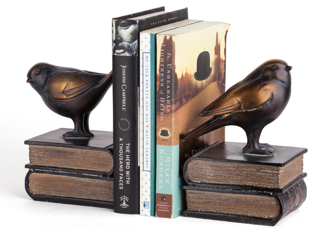 Danya B. 2-Piece Birds on Books Bookend Set - Contemporary - Bookends ...