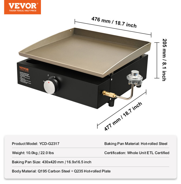 VEVOR Countertop Commercial Gas Griddle Flat Top Grill Hot Plate ...