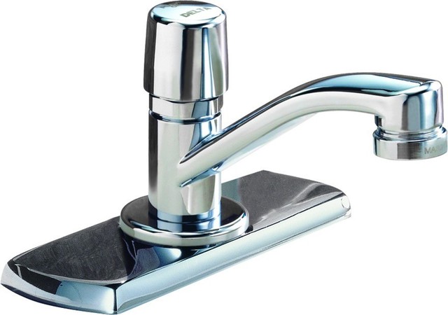 Delta Metering Faucet With Single Handle Knob, Polished Chrome ...